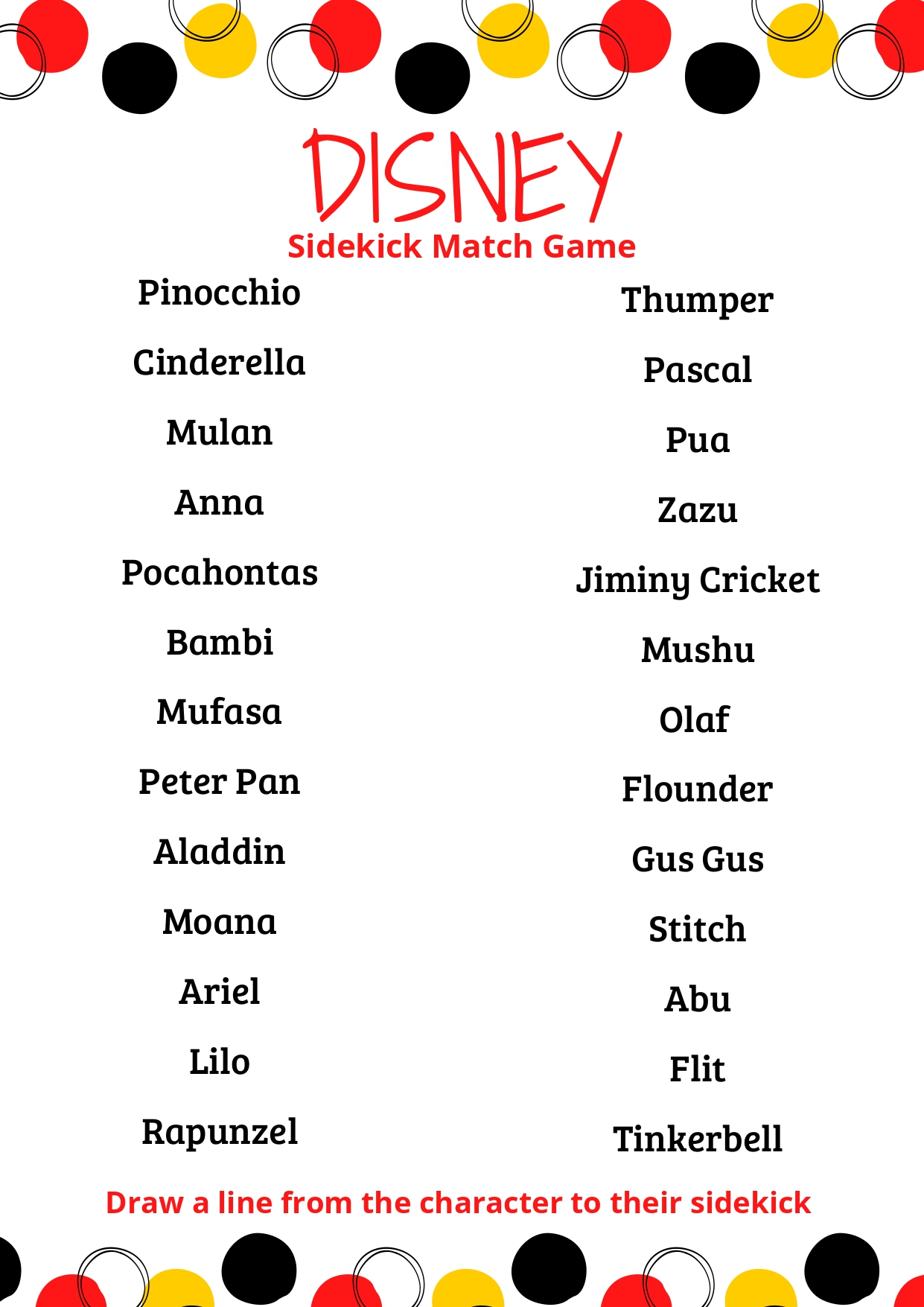 Disney Matching Game - What to Watch Guide