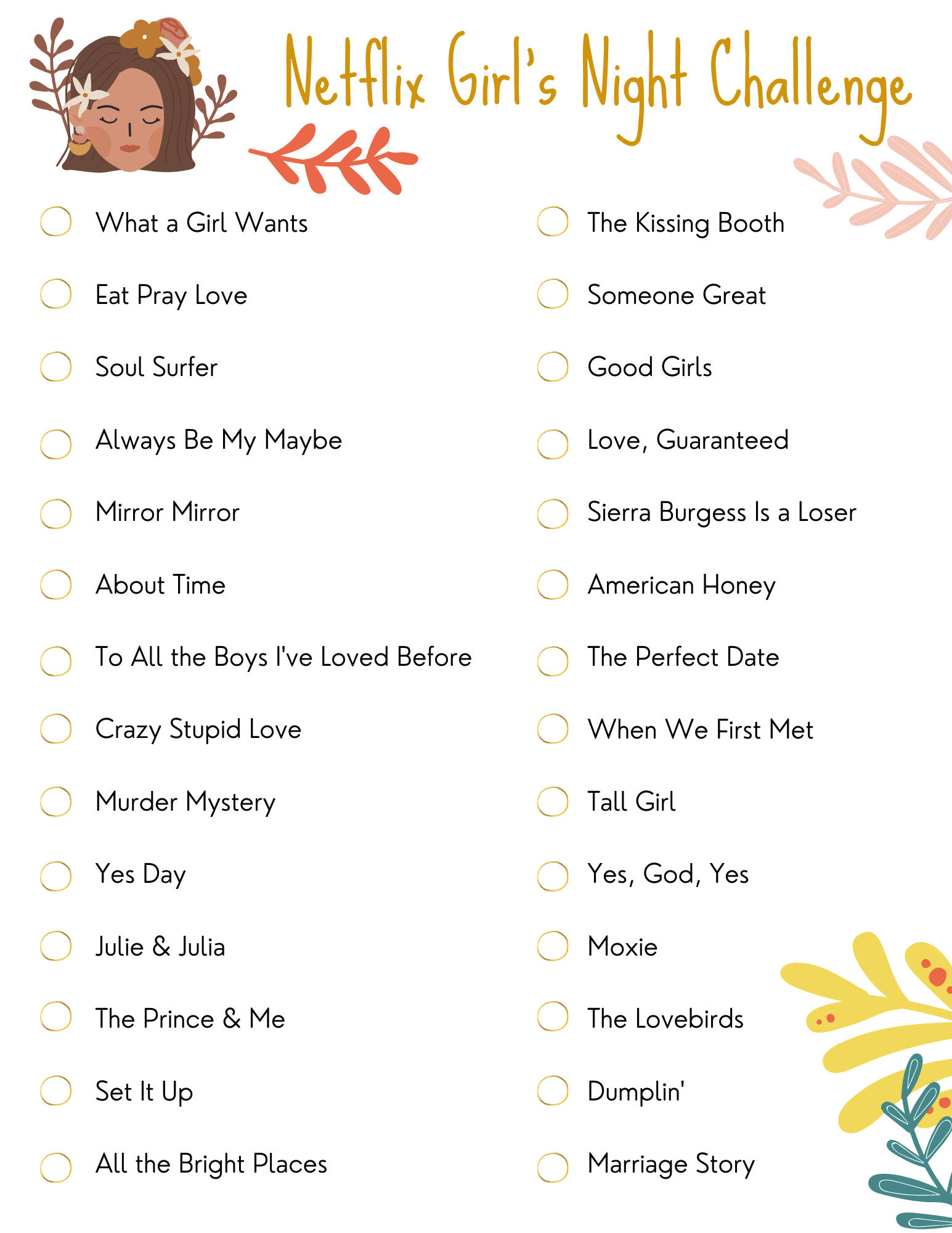 Netflix Girl's Night Challenge - What to Watch Guide