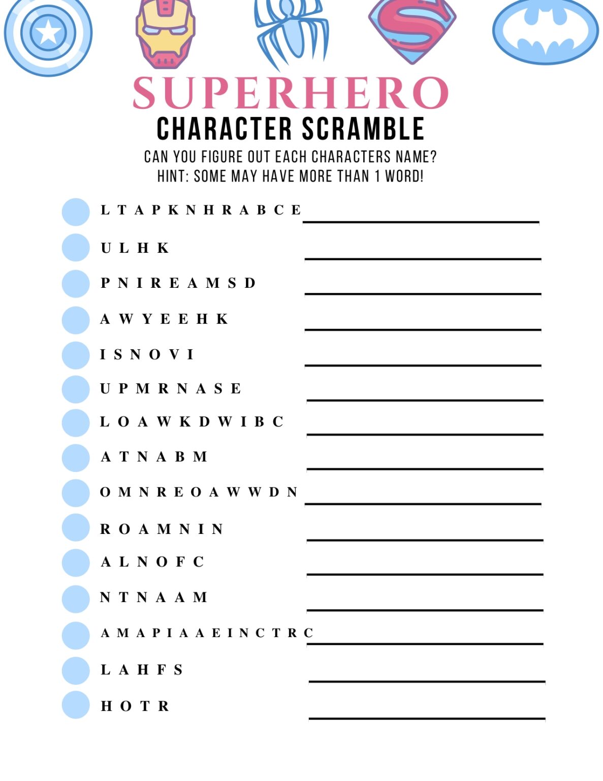 Superhero Activity Pack - What to Watch Guide