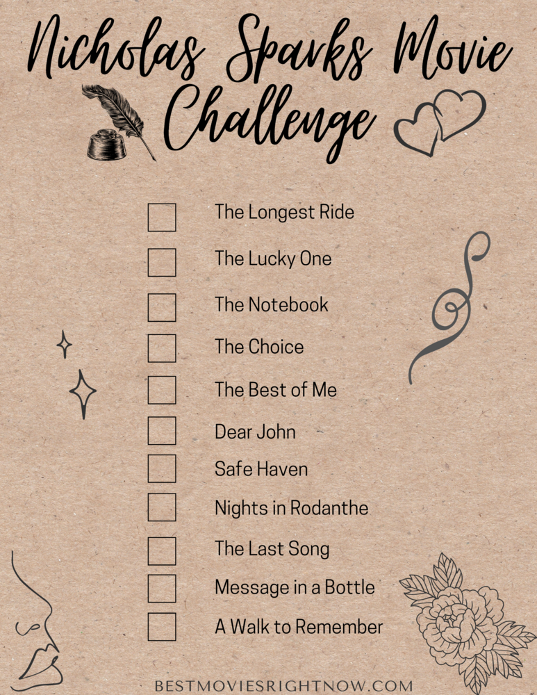 Nicholas Sparks Movie Challenge - What to Watch Guide