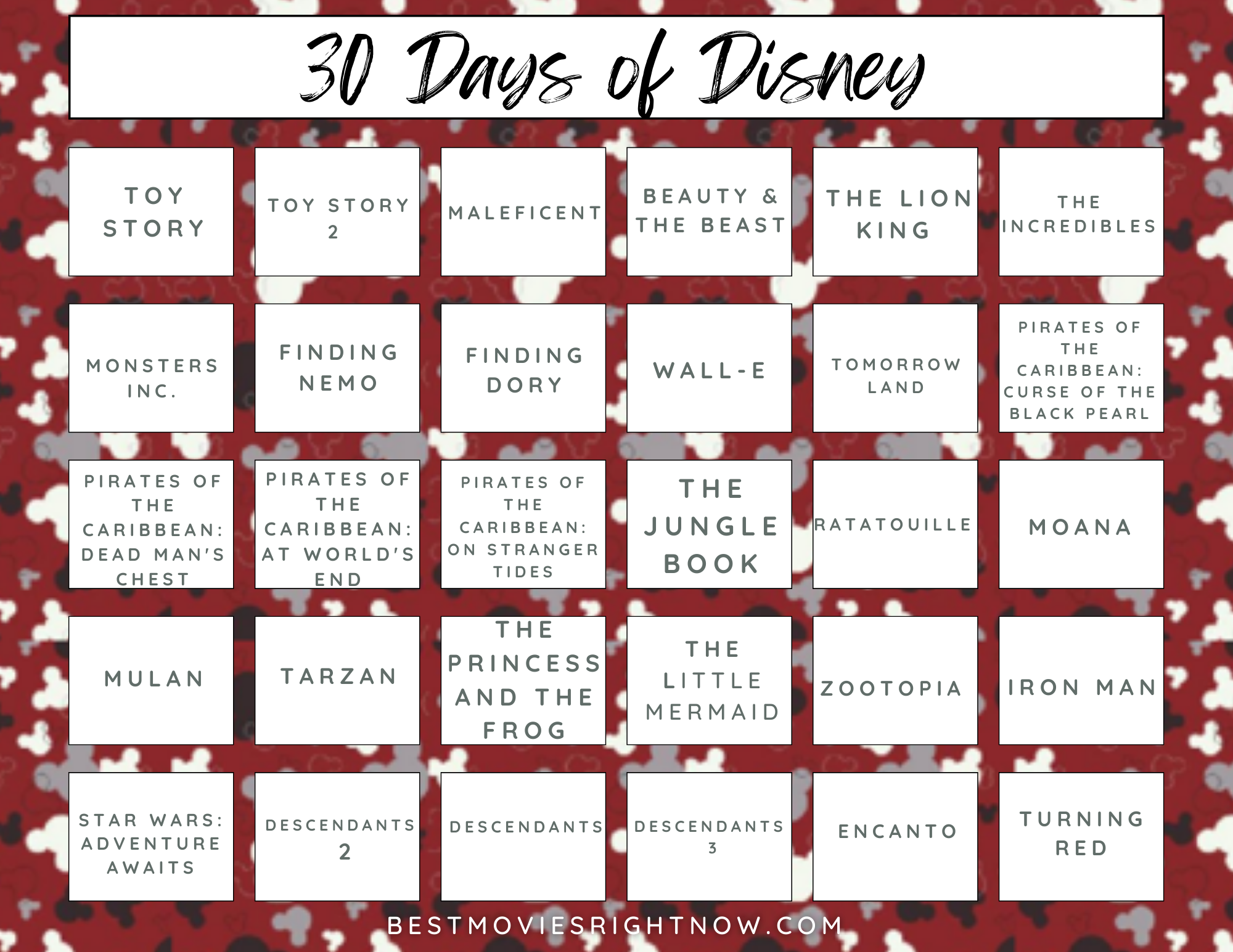 30 Days of Disney - What to Watch Guide