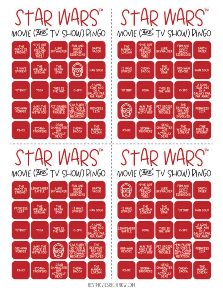 Star Wars Movie Bucket List and Bingo - What to Watch Guide
