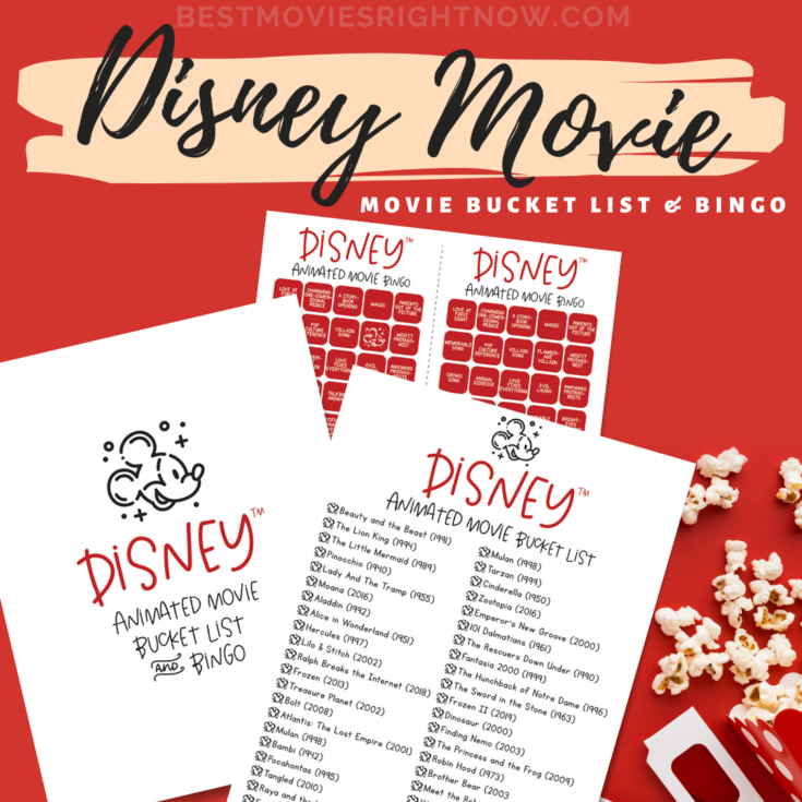 Disney Animated Movie Bucket List & Bingo - What to Watch Guide