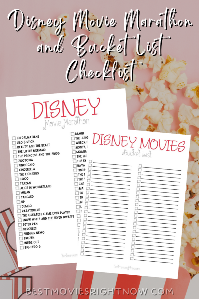 Disney Movie Marathon and Bucket List Checklist - What to Watch Guide